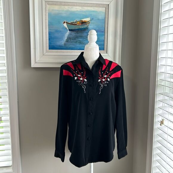 Vintage | Tops | Vintage 849 Authentic Ranch Wear Black Cowgirl Western ...